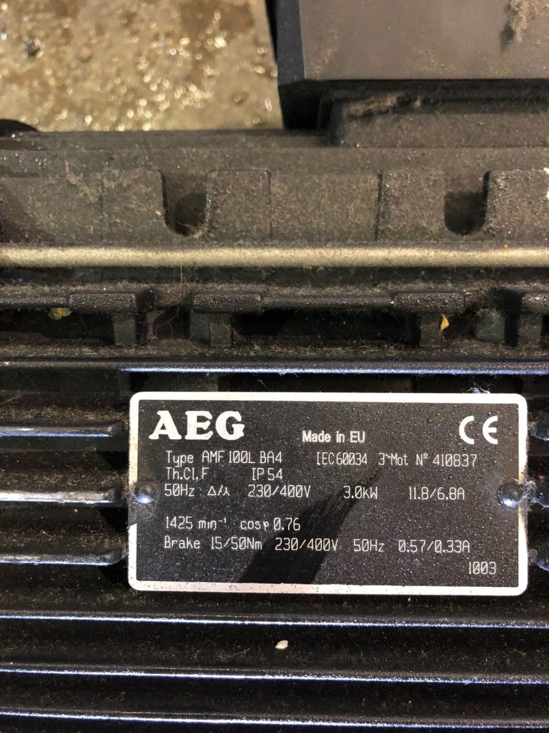 AEG 3 PHASE TYPE MOTOR AMF100LBA4 50HZ 3KW 4HP 11.8/6.8A, IP54, (NP1)