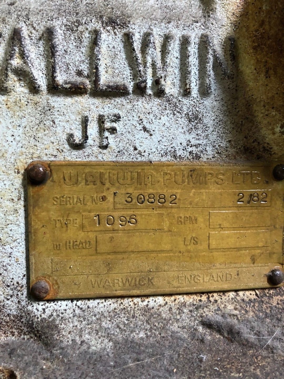 WALLWIN PUMPS JF 30882 2/82 TYPE 1096, (P8)
