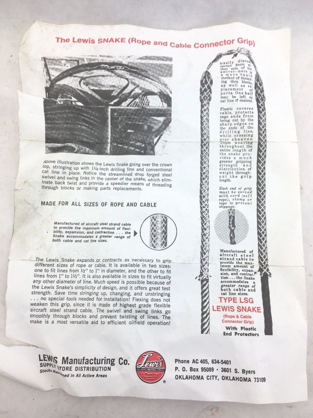 LEWIS 34mm LSG SNAKE ROPE & CABLE CONNECTOR GRIP (B458)