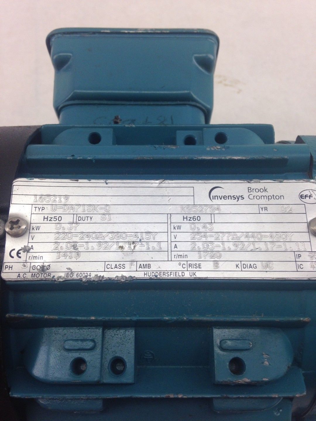 INVENSYS BROOK CROMPTON W-DA71SK-C DUTY S1 MOTOR (B436)