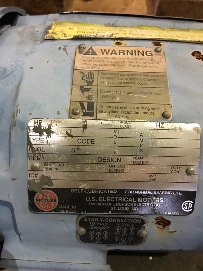 US MOTORS 1 HP 3 PHASE, 143T FRAME, 1745 RPM, 230/460 VAC, MOTOR, (NM4PT)