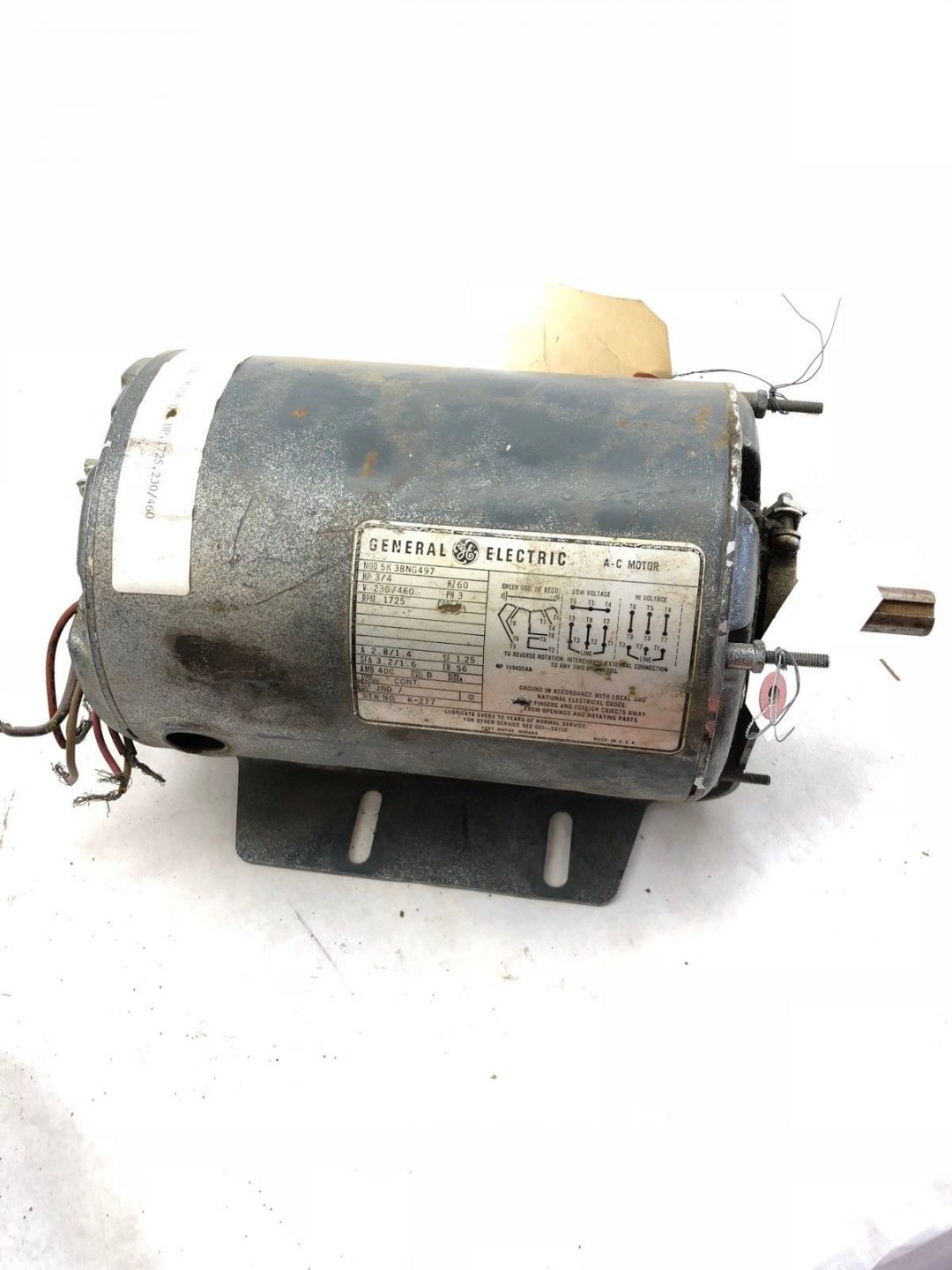GENERAL ELECTRIC 5K 38NG497 3/4 HP, 1725 RPM, 3 PHASE AC MOTOR, (B471)