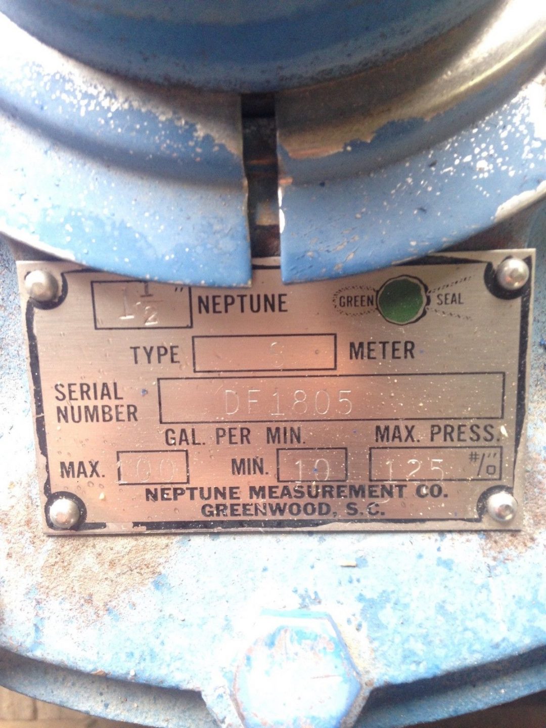 NEPTUNE TRIDENT TYPE S GALLONS WATER METER DF1805 1 1/2