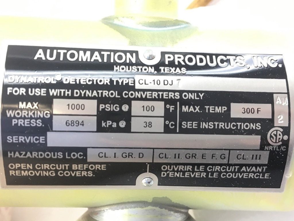 AUTOMATION PRODUCTS DYNATROL EC-501A & CL-10DJ-7 LEVEL DECTOR ASSEMBLY ...