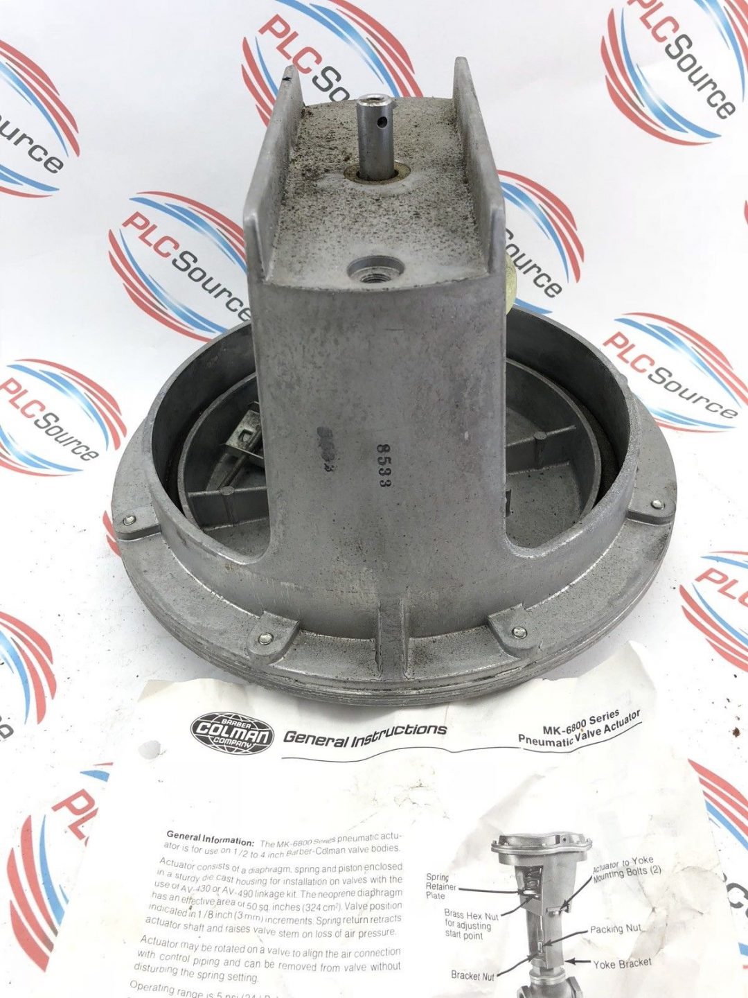 BARBER COLMAN MK-6800 SERIES PNEUMATIC VALVE ACTUATOR 8533