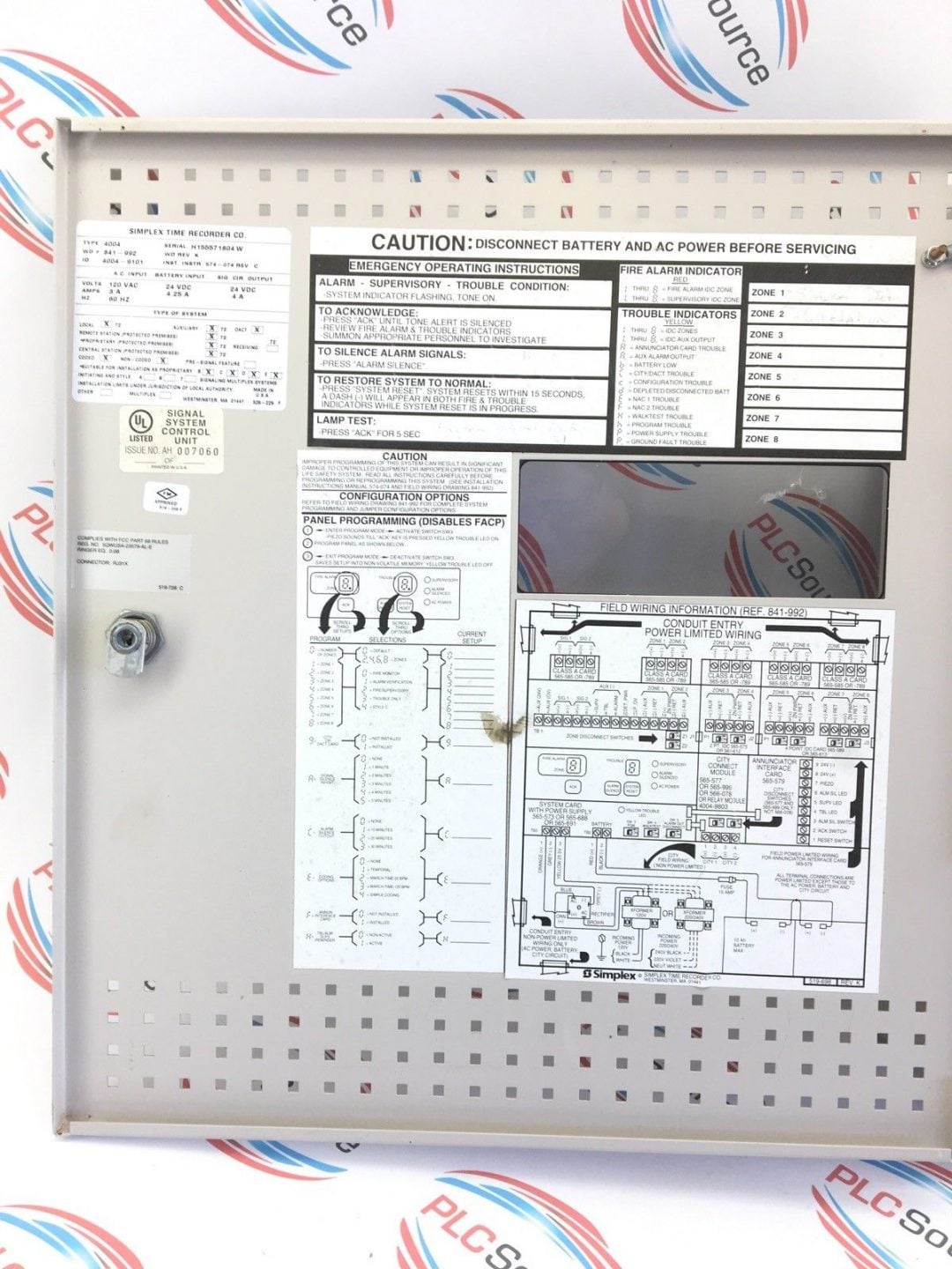 SIMPLEX 4004-9101 FIRE ALARM CONTROL PANEL with KEY 841-992