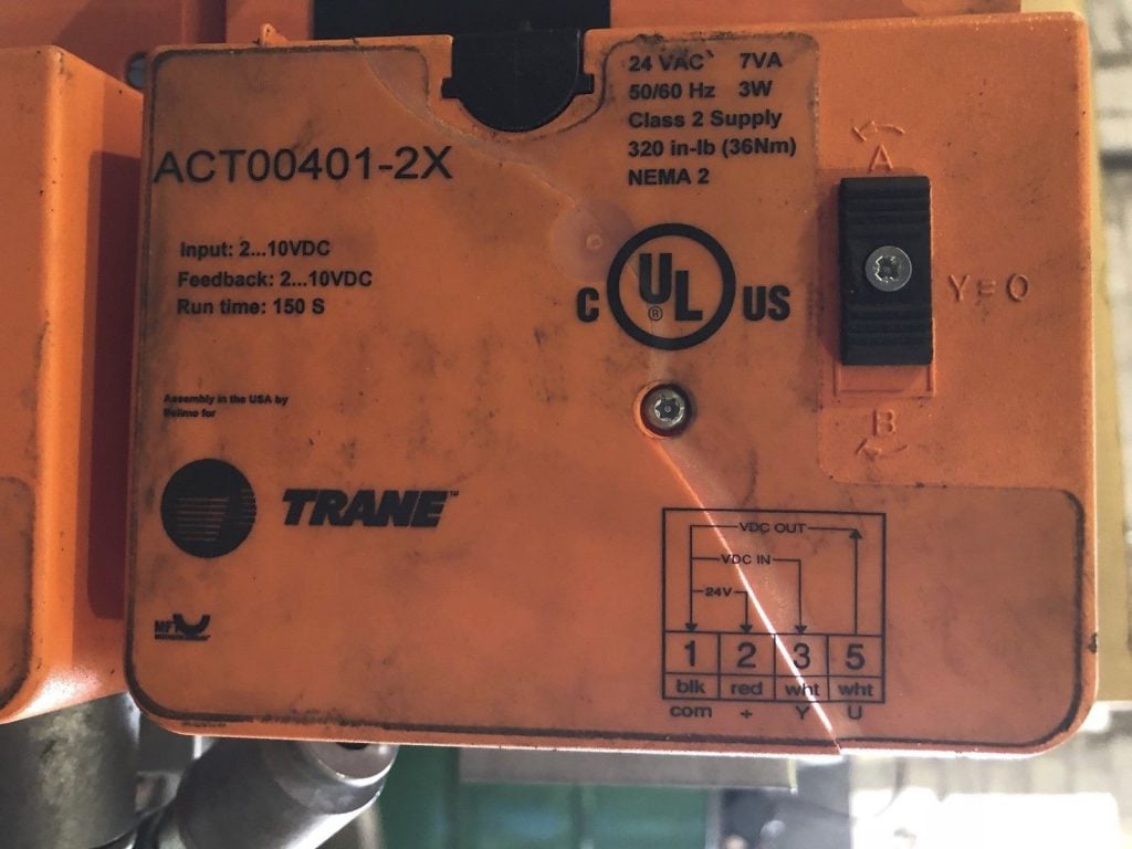 TRANE CONTROL VALVE ACTUATOR ACT00401-2X AND ASSEMBLY