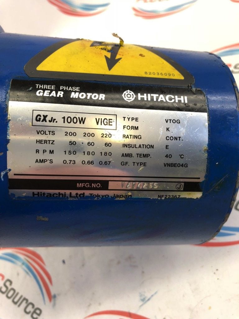 HITACHI THREE PHASE GEAR MOTOR GX JR 100W VIGE VTOG 200/220V 50/60 HZ
