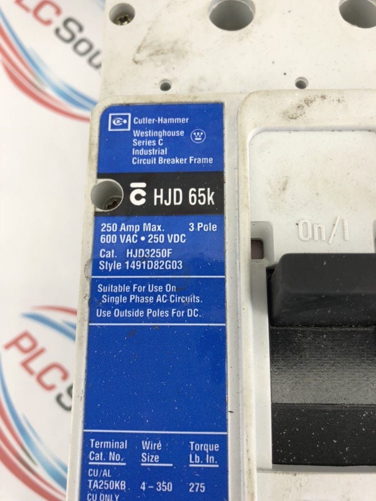 WESTINGHOUSE CUTLER HAMMER HJD3250F 250A CIRCUIT BREAKER W/ JT3200T ...