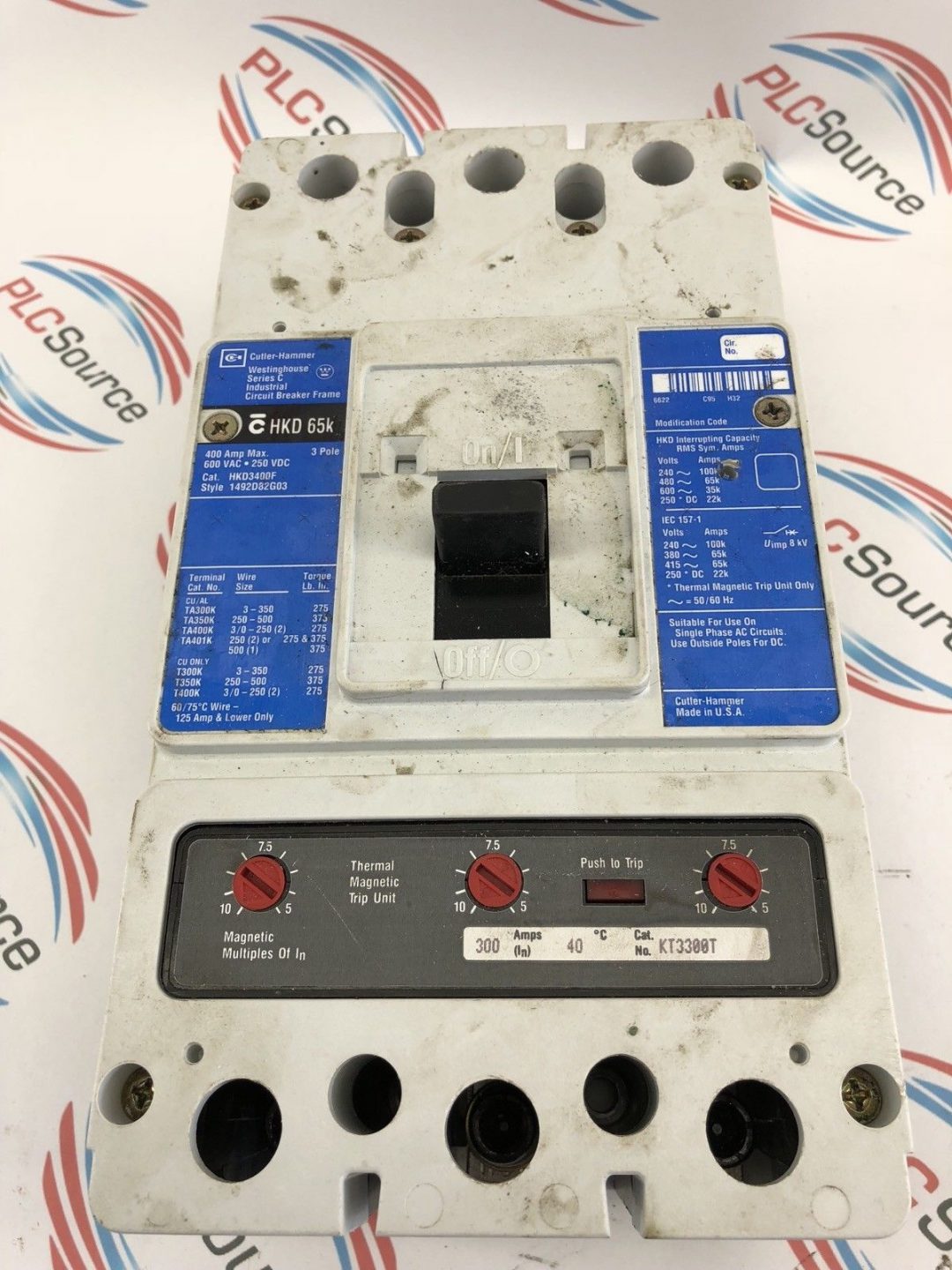 WESTINGHOUSE CUTLER HAMMER HKD3400F 400A CIRCUIT BREAKER W/ KT3300T ...