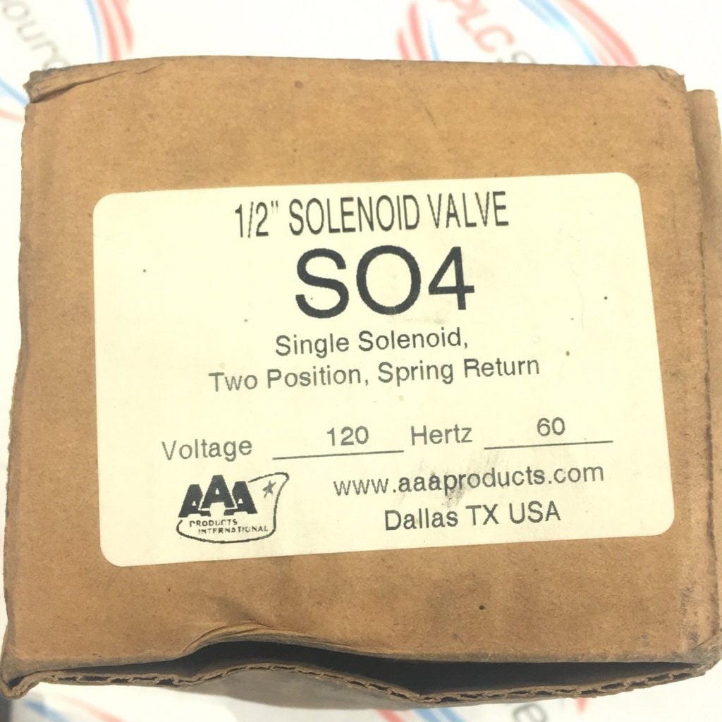 AAA PRODUCTS SO4 1/2 1/2" SOLENOID VALVE 2-POS, SPRING RETURN 120V 60Hz S04