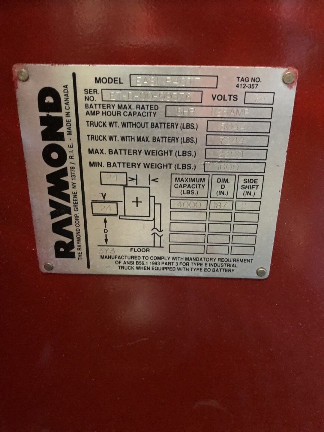 Raymond EASI R40TT 4000 Pound Capacity Electric Reach Forklift