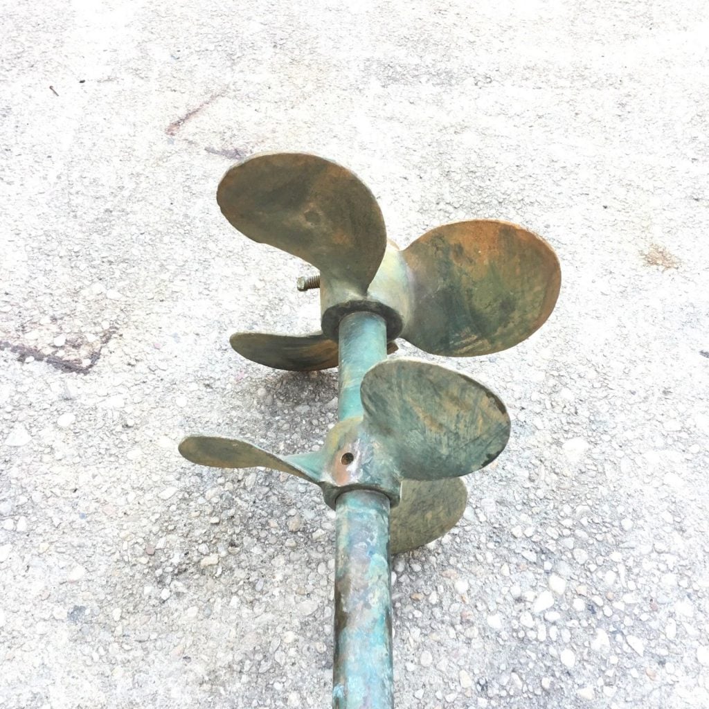 DOUBLE AXIAL PADDLE STIRRER IMPELLER with COUPLED SHAFT 41-1/2" Lx9-3/4 ...