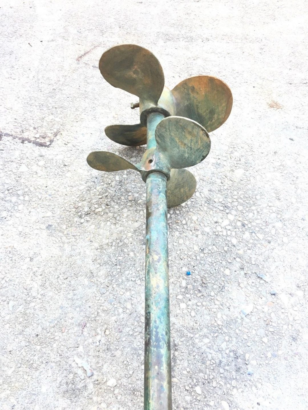 DOUBLE AXIAL PADDLE STIRRER IMPELLER with COUPLED SHAFT 41-1/2" Lx9-3/4 ...