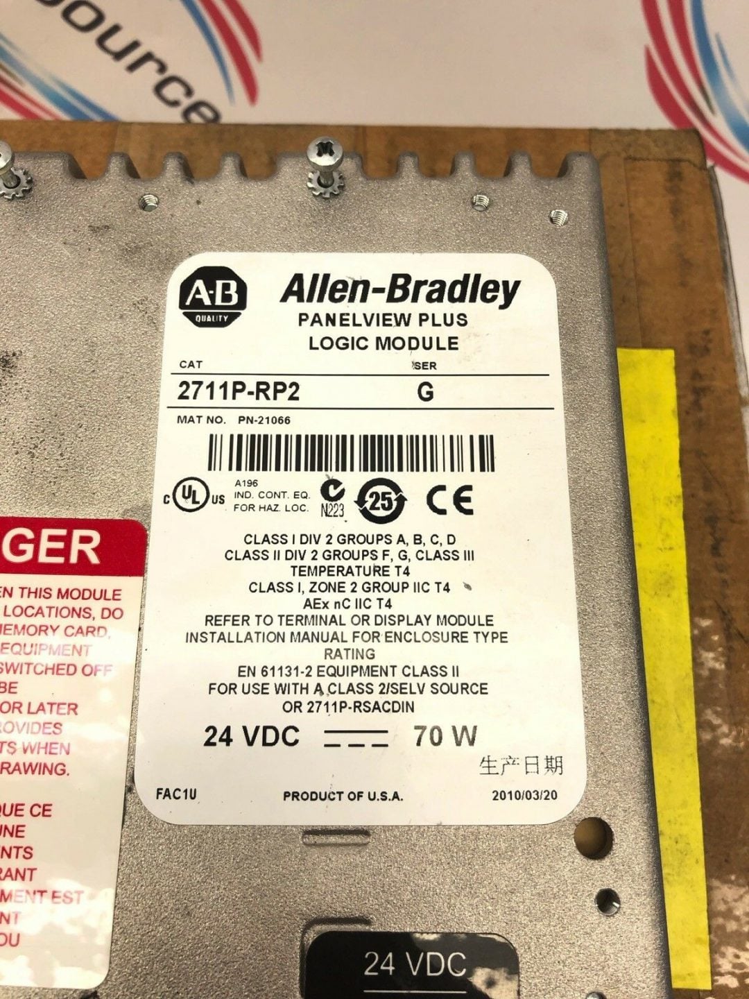 ALLEN BRADLEY 2711P-RP2 PANELVIEW PLUS LOGIC MODULE SERIES G