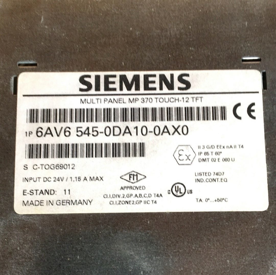 SIEMENS 6AV6 545-0DA10-0AX0 SIMATIC MP370 12-TFT COLOR