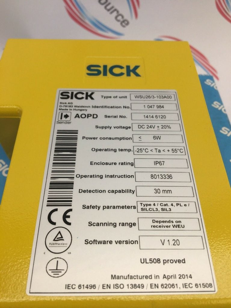 SICK WSU26/3-103A00 PHOTOELECTRIC TRANSMITTER UNIT