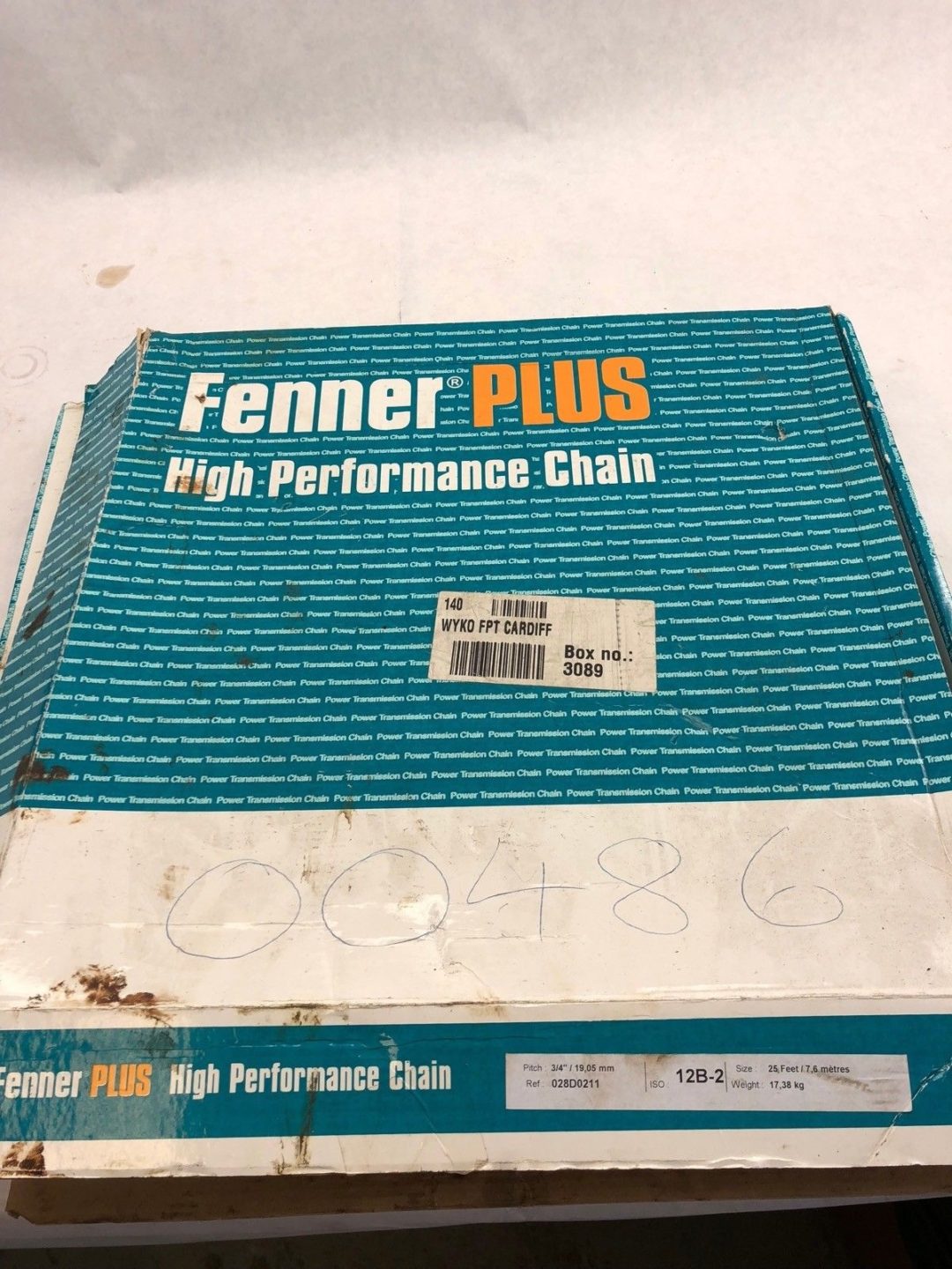 FENNER PLUS ROLLER CHAIN ISO 12B-2 PITCH 3/4 25FT, DUPLEX (B445)