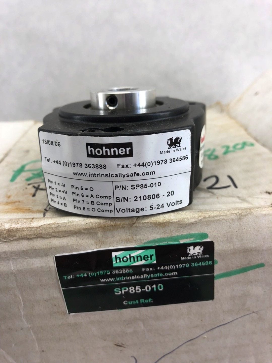 HOHNER SP85-010 INCREMENTAL OPTICAL ENCODER 5-24 VDC, B404