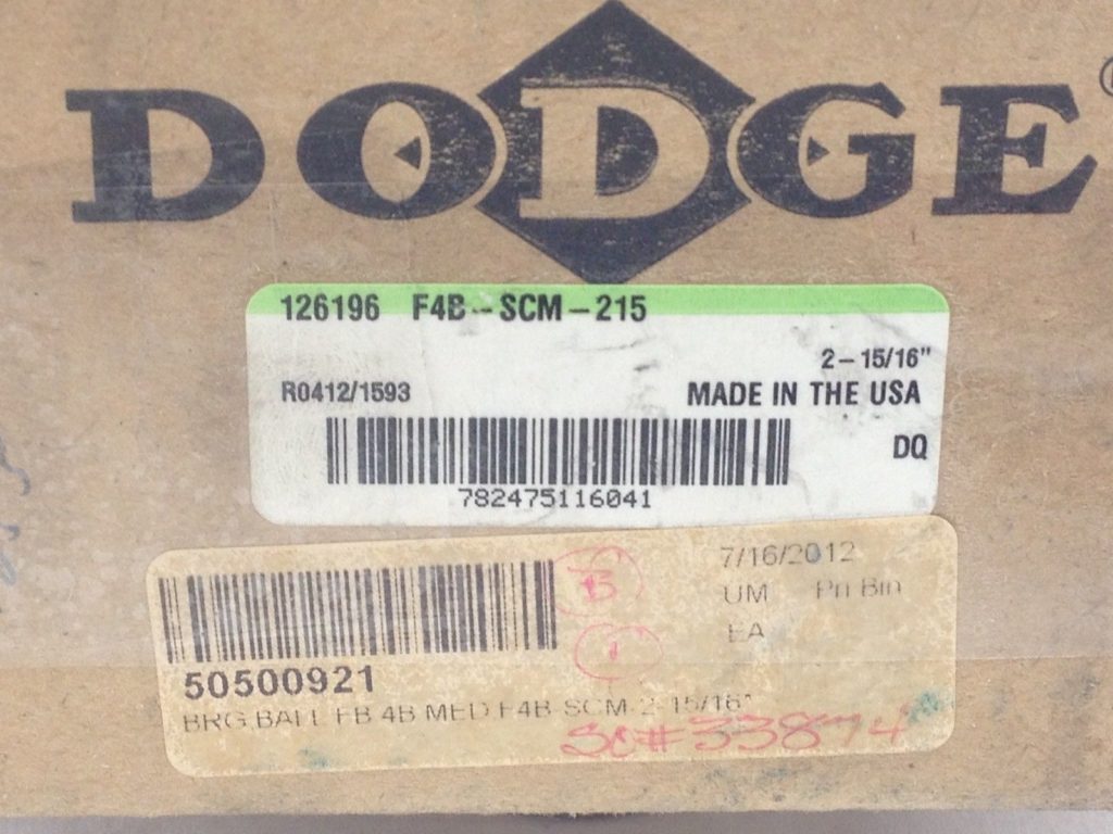DODGE F4B-SCM-215 4-BOLT SQ FLANGE BALL BEARING 126196 (B450)